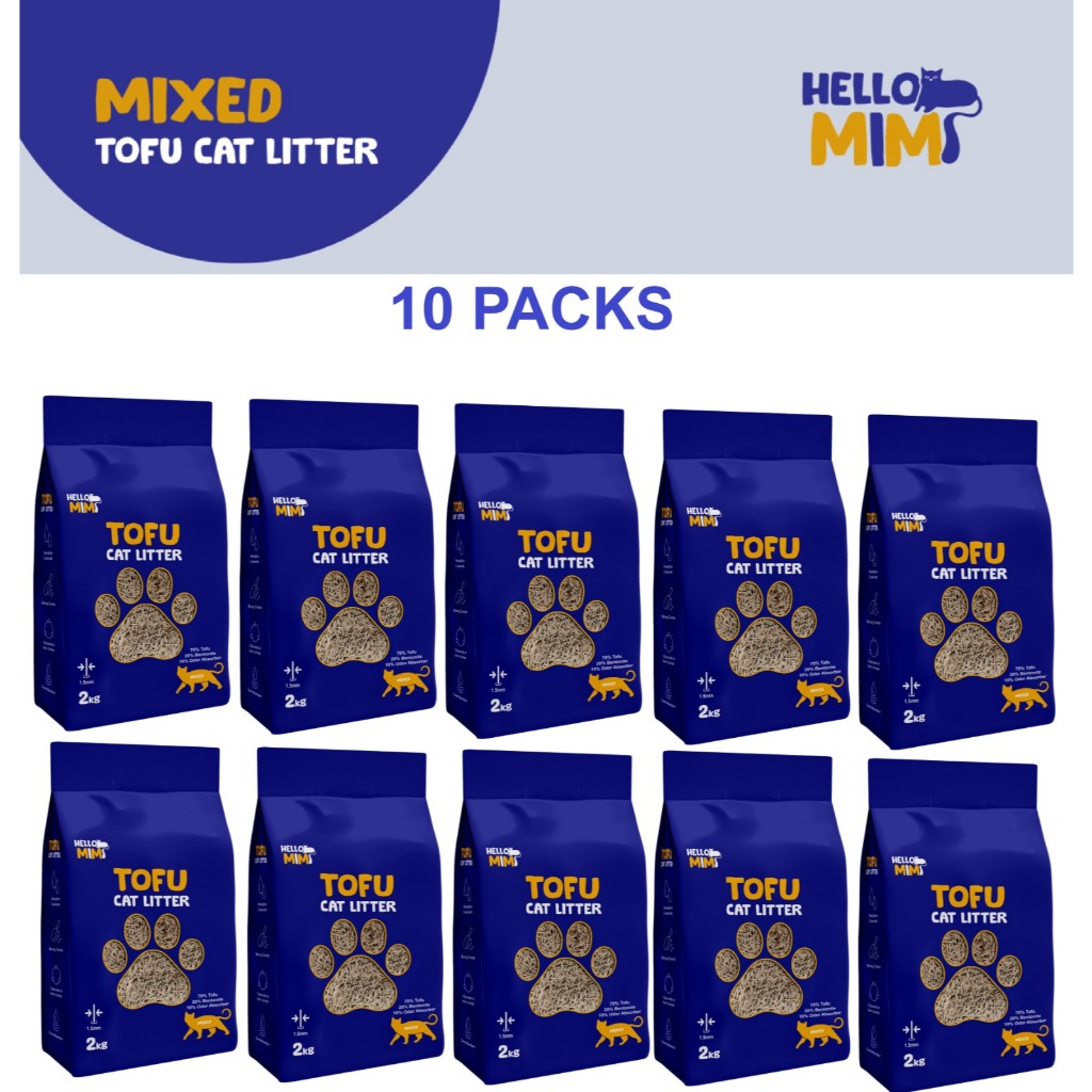 [1 carton] Hello MIMI 10 PACKS = 24KG/78L CAT Litter Premium TOFU Pasir ...