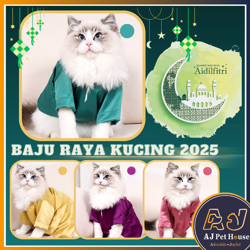 AJPET Baju Raya Kucing 2025 Baju Melayu Kucing Baju Raya Kucing Betina ...