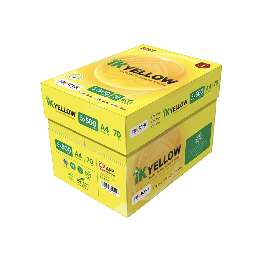 [5 reams] IK Yellow A4 Paper/Kertas A4 70gsm 500 sheets (5 reams per ...