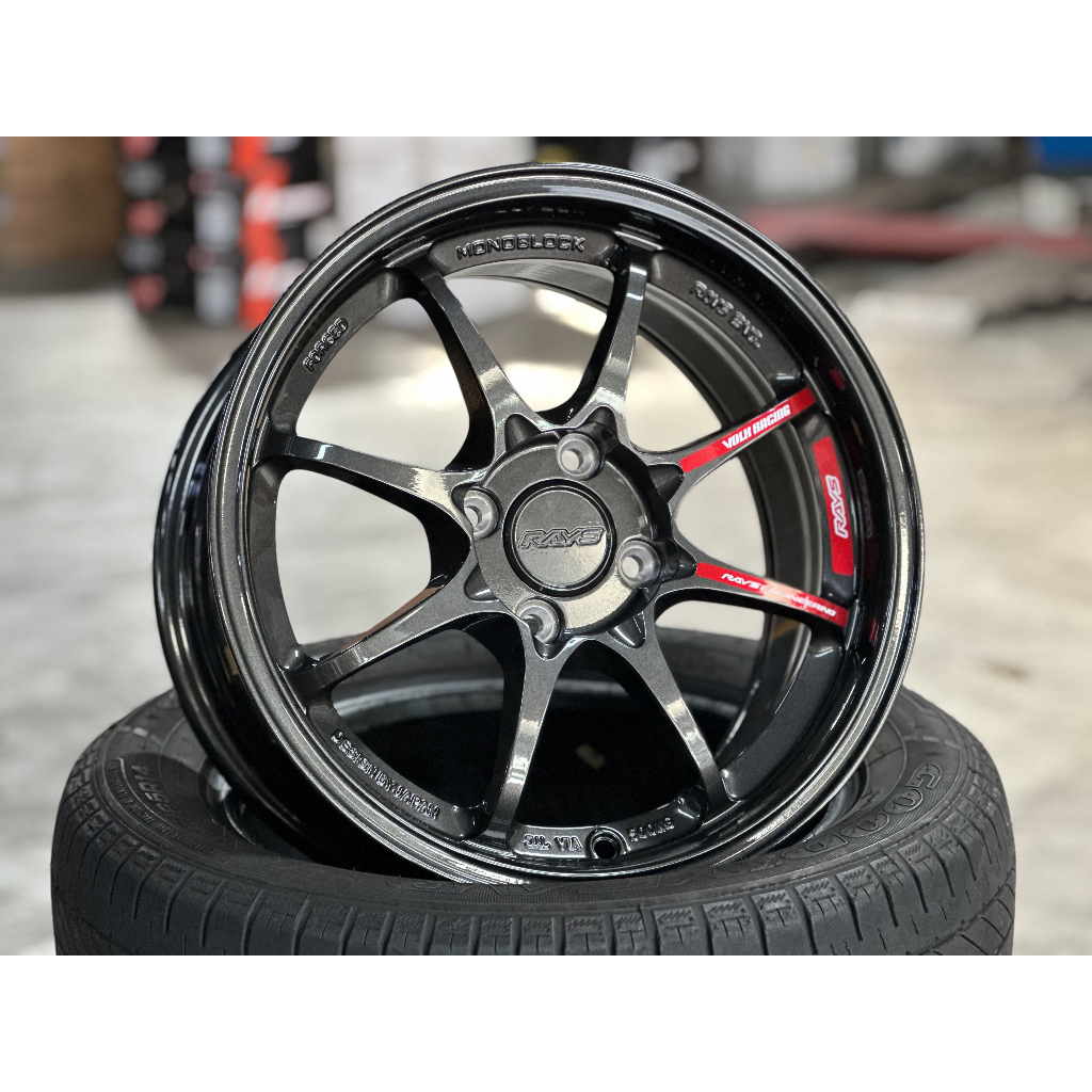 NEW 15X7J AOW CE28 Club Racer Rim (set of 4) Dark Gunmetal 4X100 for City Jazz Vios Yaris Myvi ...