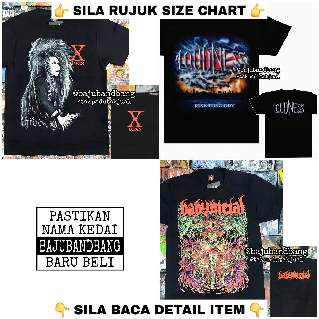 (Pit 18-26) Baju Babymetal Loudness X Japan Baju Band Tshirt ROCK YEAH ...