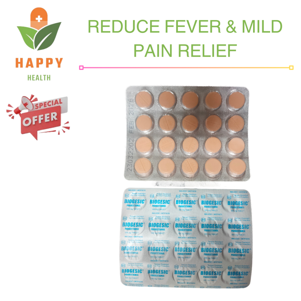 [ Exp 1/2027 ] Biogesic Paracetamol 500MG Tablet 20'S - Reduce Fever ...