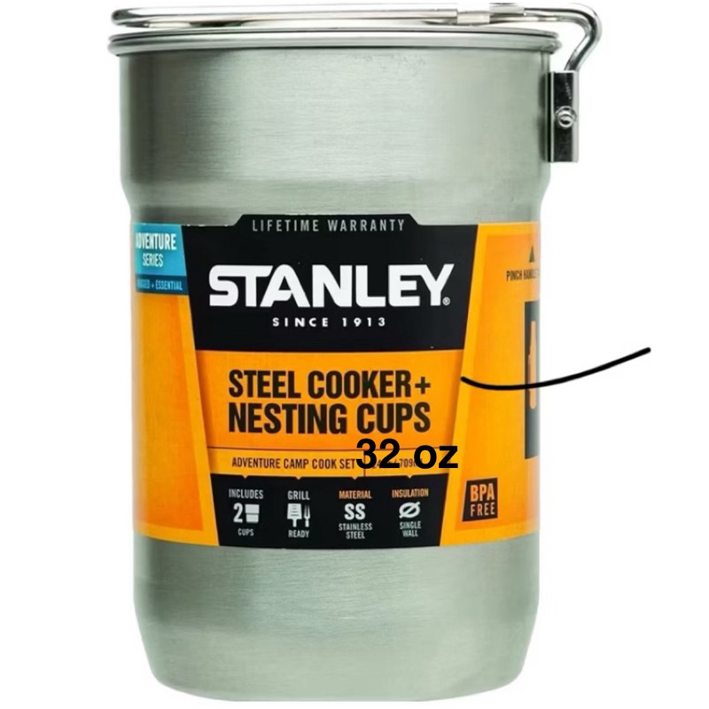 Bigger STANLEY Adventure Camp Cook Set 32oz 0.95L Stainless Steel with ...