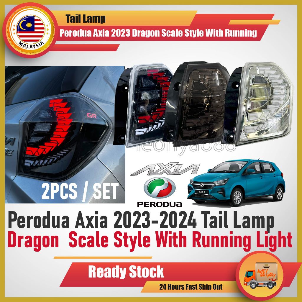 DTK Perodua Axia 2023-2024 Tail Lamp Dynamic Dragon Scale Style With ...