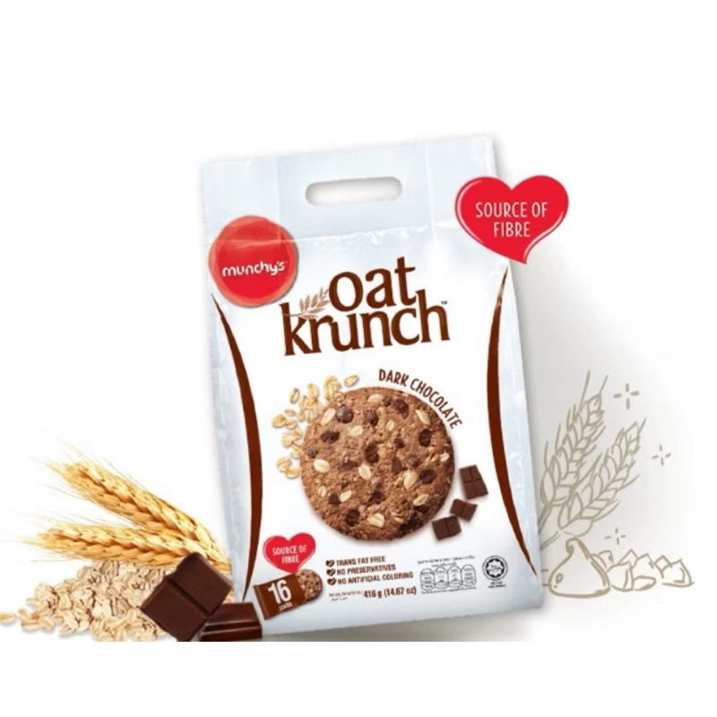 Munchy's Oat Krunch Biscuit Dark Chocolate 390g Convenient Pack ...