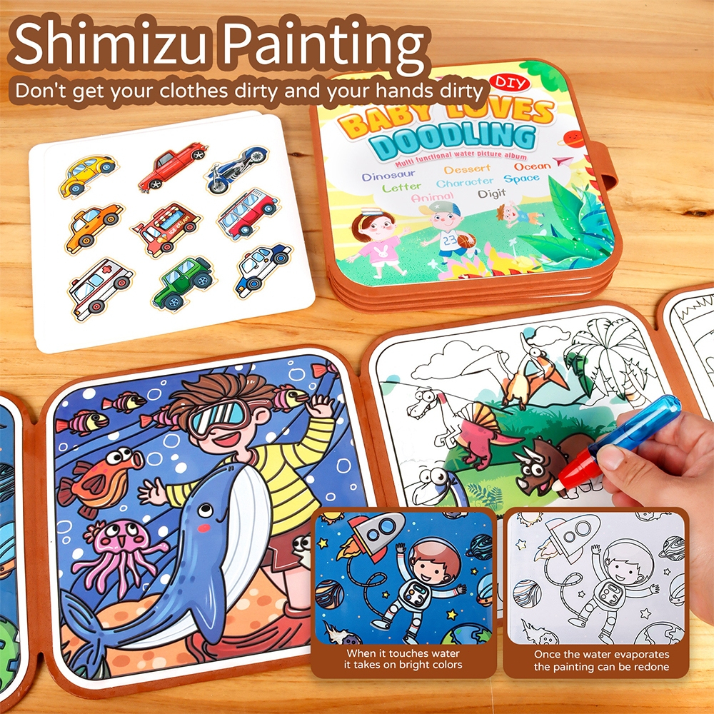 Reusable Children's Water Painting Book Early Education Buku Colour Air ...