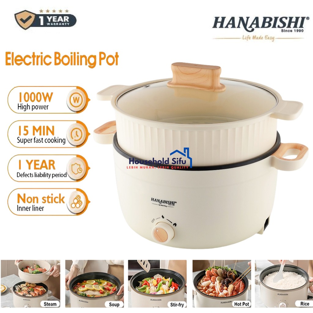 Hanabishi Multi Cooker 4L HA1338 Electric Cooker kitchenware 2 IN 1 ...