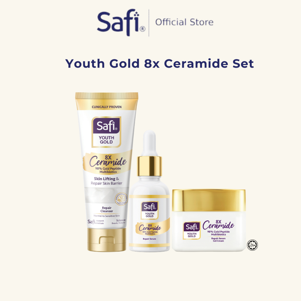 Safi Youth Gold 8x Ceramide Bundle Set | Cleanser | Serum | Moisturiser ...