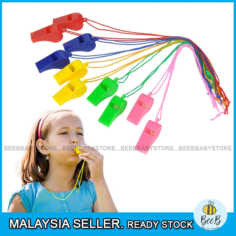[1Pcs] Kids Colorful Plastic Whistle with Rope Sound Toys Horn Props ...