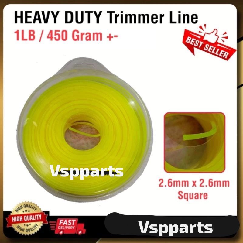 TALI NYLON MESIN RUMPUT SQUARE NYLON GRASS 1KG 2.6MM TRIMMER LINE STRING GRASS CUTTING TALI ...
