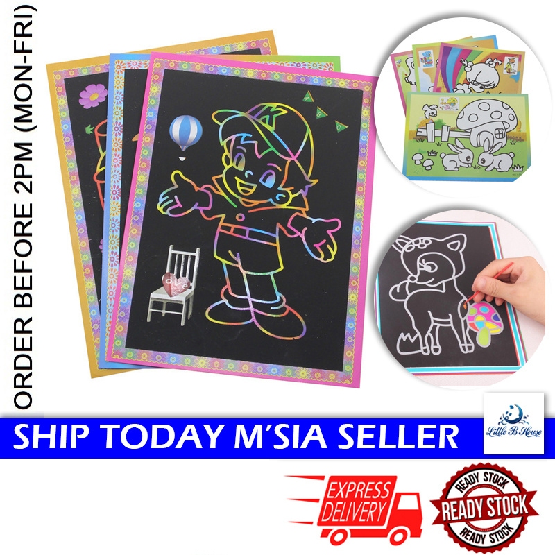 [Little B House] Magic Scraping Scratch Art Drawing Paper Card Paint ...