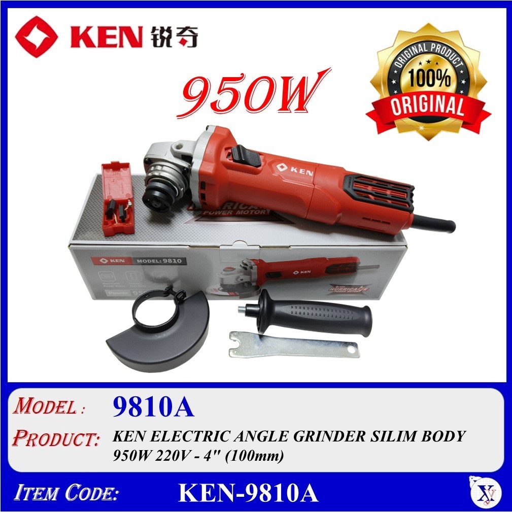 KEN-9810A KEN ELECTRIC ANGLE GRINDER SILIM BODY 950W 220V - 4" (100mm ...