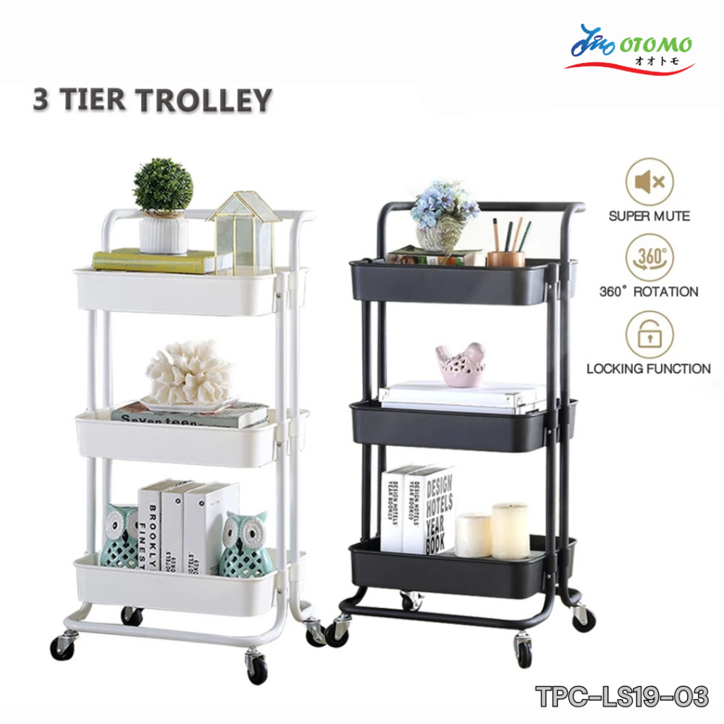 Otomo 3 Layer Trolley Cart Organizer Storage Shelf Moving Rack With ...