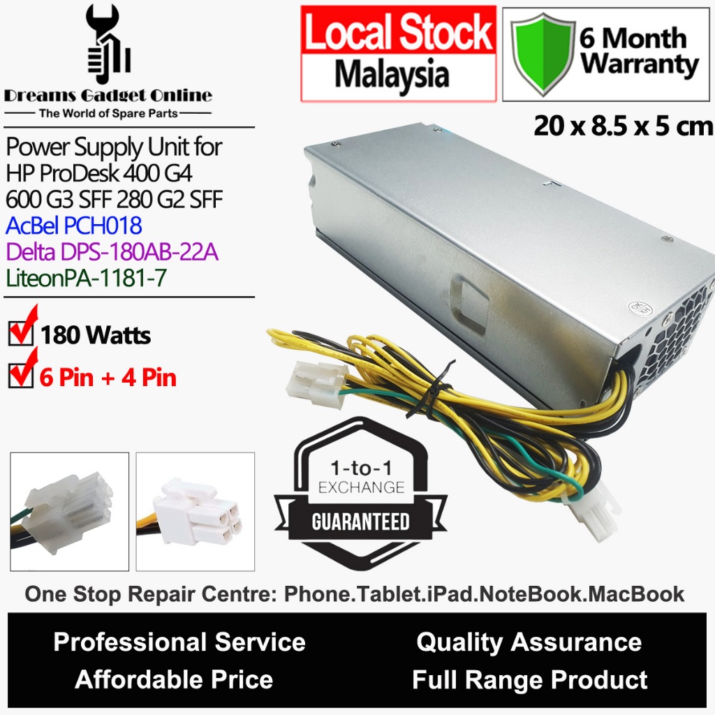 HP ProDesk 400 G4 600 G3 SFF 280 G2 SFF 180W Power Supply Unit AcBel ...
