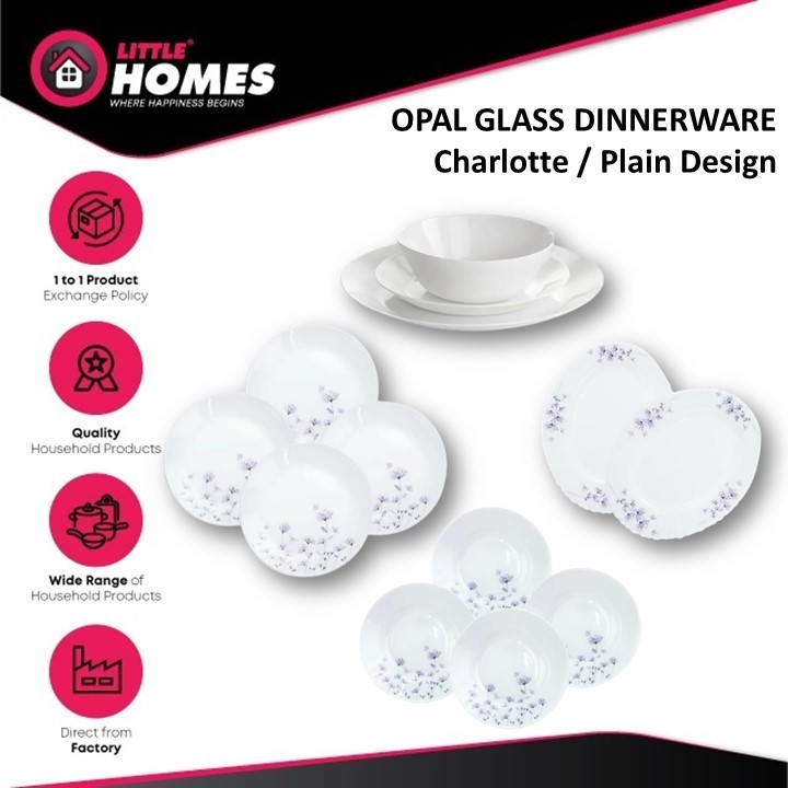 Opal Glass Dinnerware Charlotte Purple Lavender Plain Design Plate ...