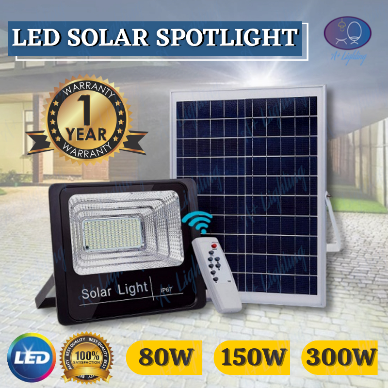 80W 150W 300W SOLAR LED SPOTLIGHT REMOTE CONTROL FLOOD LIGHT IP67 ...