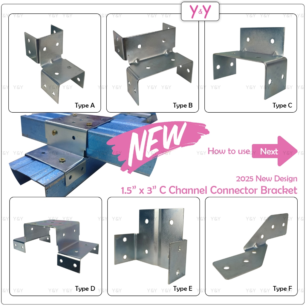 Y&Y Eco C Channel Structure Frame Connector Join Bracket / Roofing ...