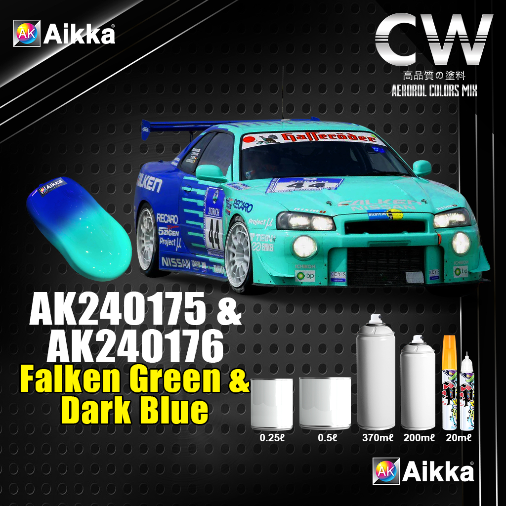2K Paint 【 AIKKA AK240175 Falken Green & AK240176 Dark Blue 】Car Motor ...