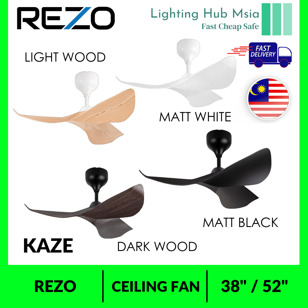 REZO CEILING FAN 38" / 52" 3 BLADE REMOTE DC KAZE | Shopee Malaysia