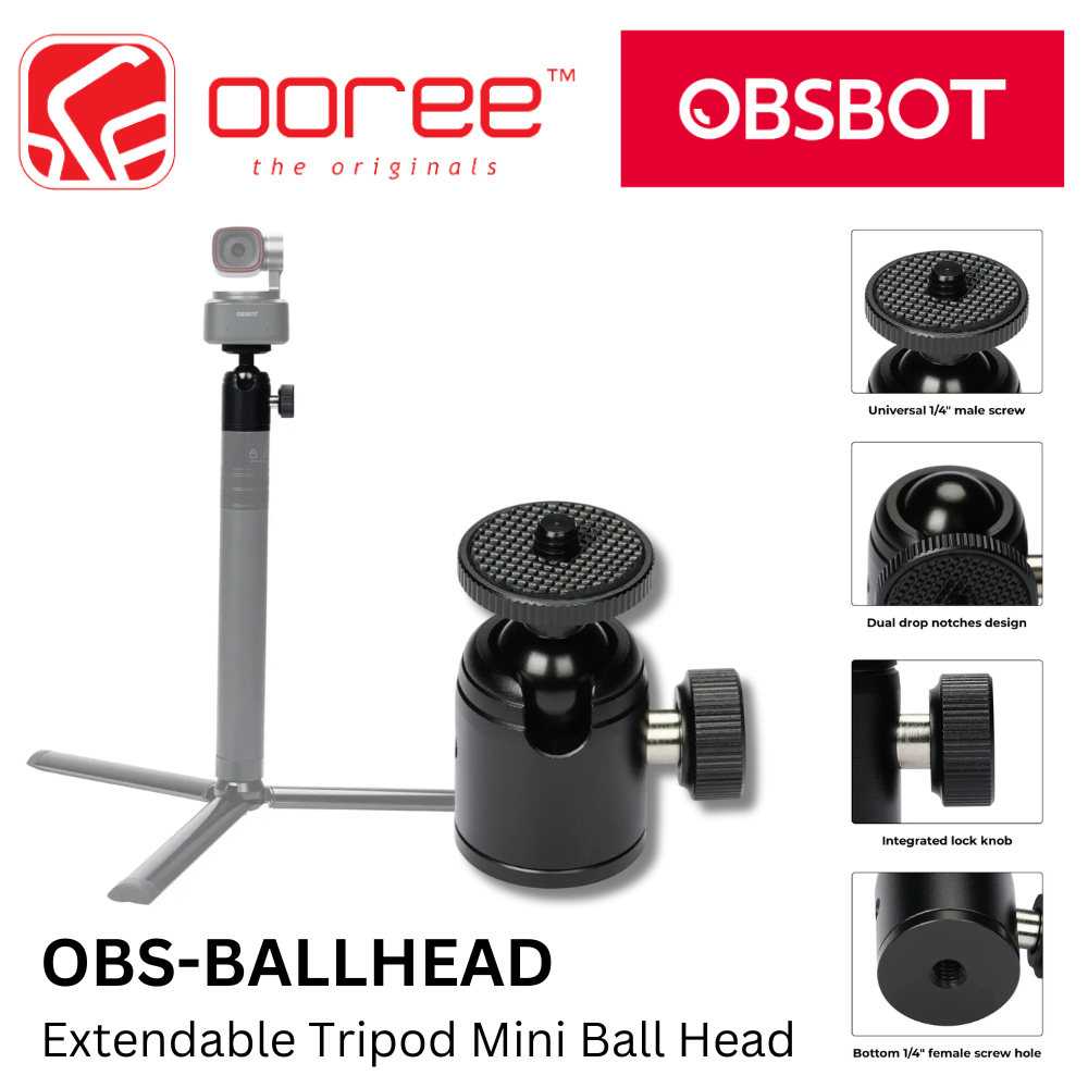 OBSBOT EXTENDABLE TRIPOD MINI BALL HEAD BALLHEAD FOR TAIL, TINY & MEET ...