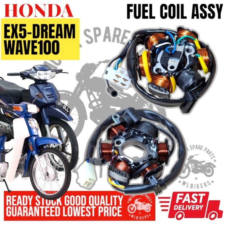 HONDA EX5 DREAM WAVE100 (KICK/ELECTRIC STARTER) STATOR MAGNET FUEL COIL ...