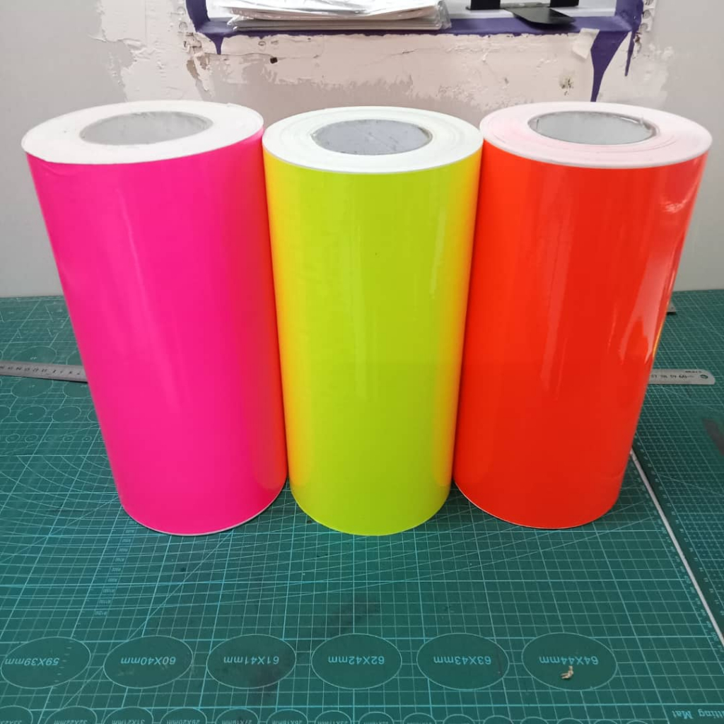 [Seri Kembangan] 12Inch x 1 meter Glossy Fluorescent Neon Vinyl ...