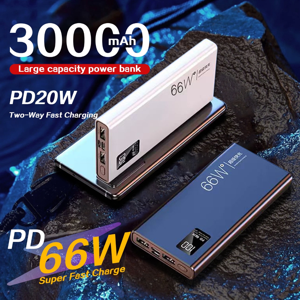 66W Fast Charging Power Bank 30000mAh with USB Type C PD 20W Powerbank ...