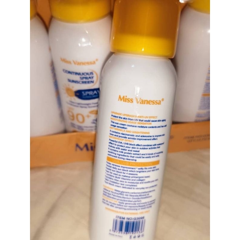 MISS VANESSA CONTINUOS SPRAY SUNSCREEN 150ML | Shopee Malaysia