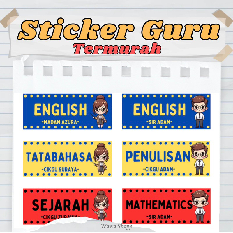 [100pcs] STICKER CIKGU SEKOLAH | STICKER BUKU LATIHAN | STICKER SUBJEK ...