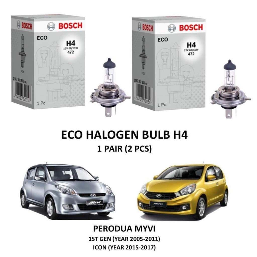 PERODUA Myvi Bulb Bosch H4 Bulb 12V 60/55W H4 (1987 302 803) 2PCS ...