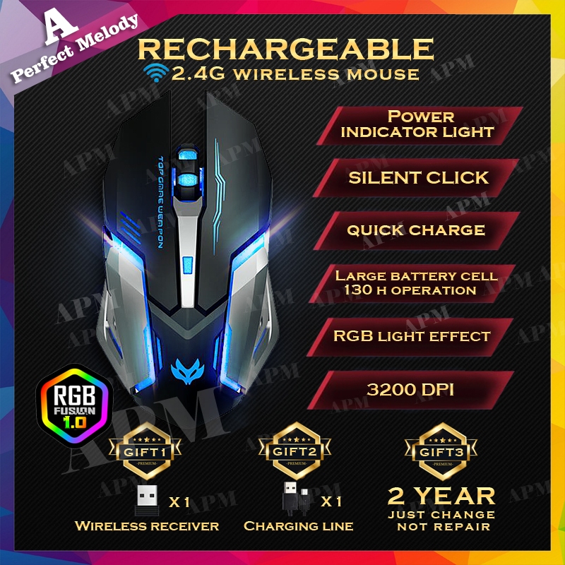 🔥100% Qualified Authentic🔥Gaming Wireless Silent Rechargeable Mouse ...