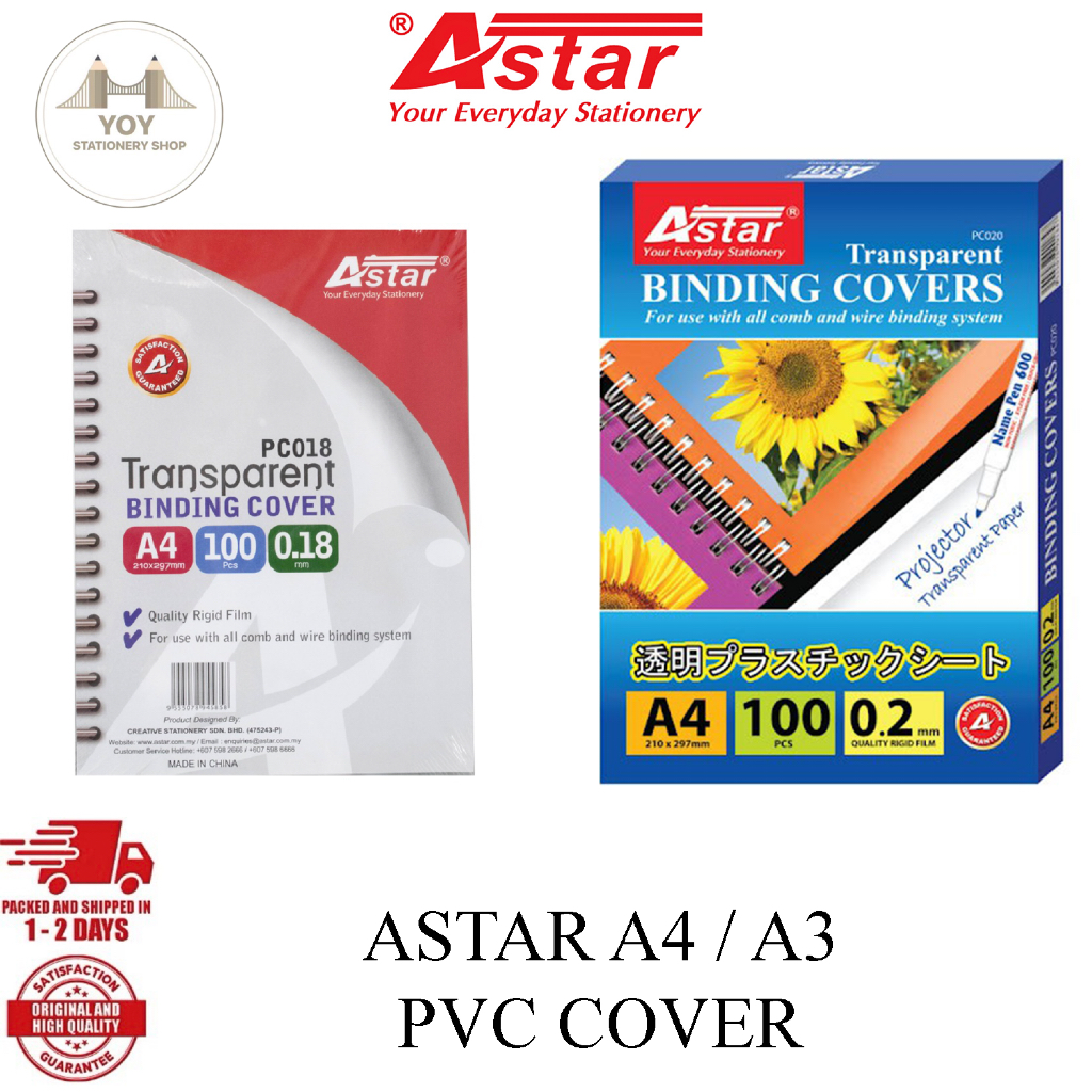 ASTAR A4 / A3 Binding Cover/ ASTAR A4 / A3 PVC cover ( 100 sheets) **0.18MM THICKNESS** (READY ...