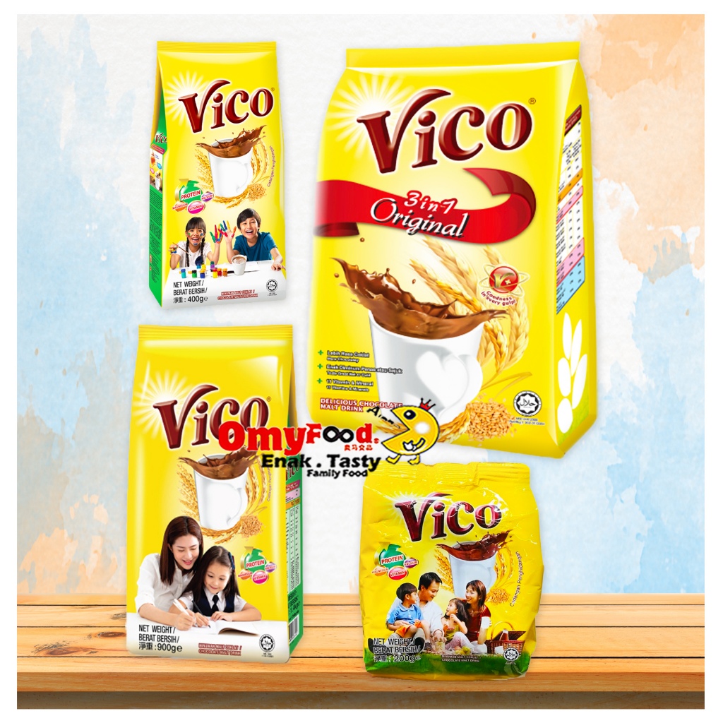 200g / 400g / 900g / 32g x 18pcs 3in1 Vico Chocolate Malt Drink Powder ...