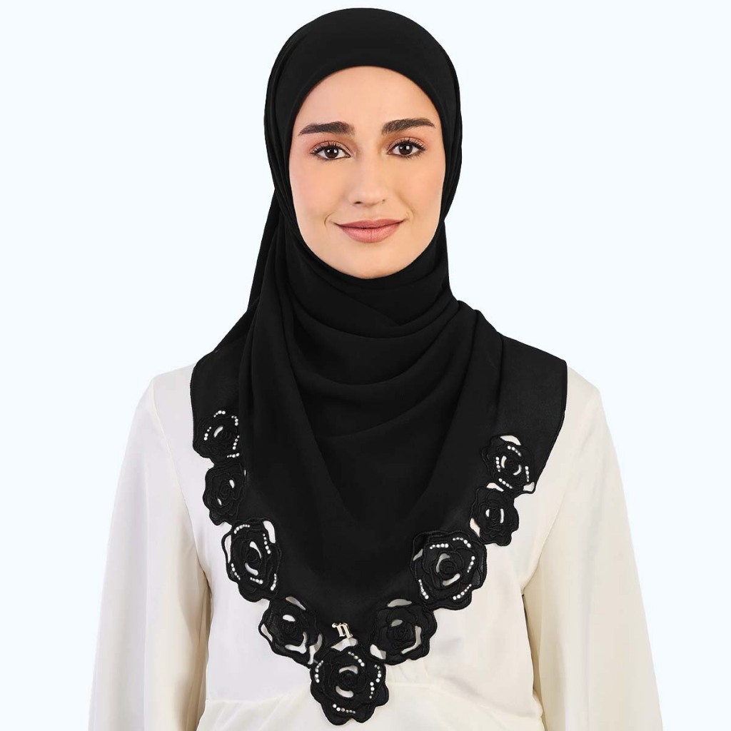naelofar Rose Embroidered Crystal Square | Shopee Malaysia