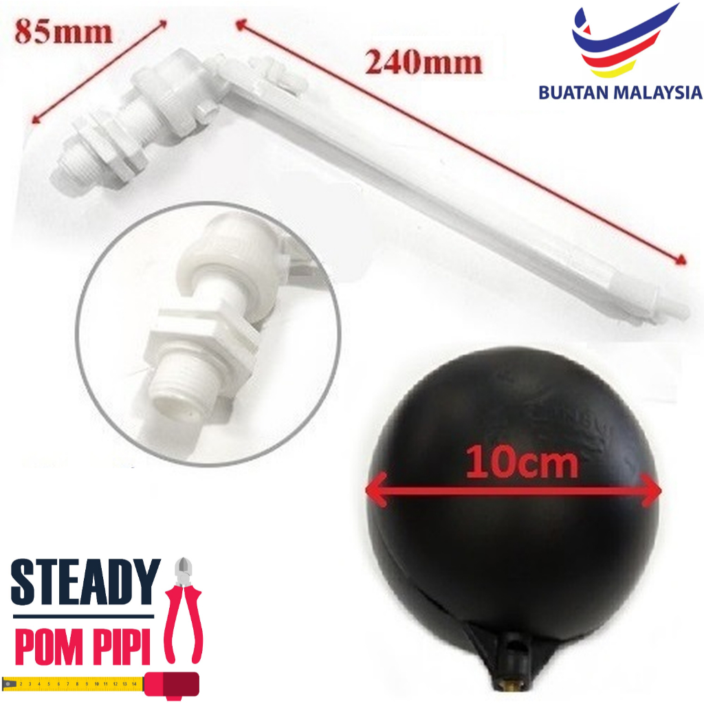 ½" TOILET CISTERN PLASTIC SIDE INLET FLOAT VALVE / POLY FLOAT BALL | Shopee Malaysia
