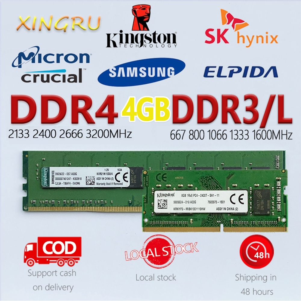 4GB DDR3/L DDR4 Desktop Laptop Memory 1600/2133/2400/2666MHZ PC Notebook | Shopee Malaysia