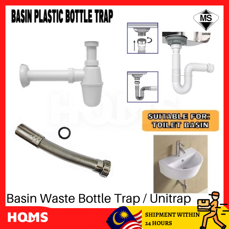 HOMS Bathroom Basin Unitrap Bottle Trap Basin Pipe Thread PVC Flexible ...