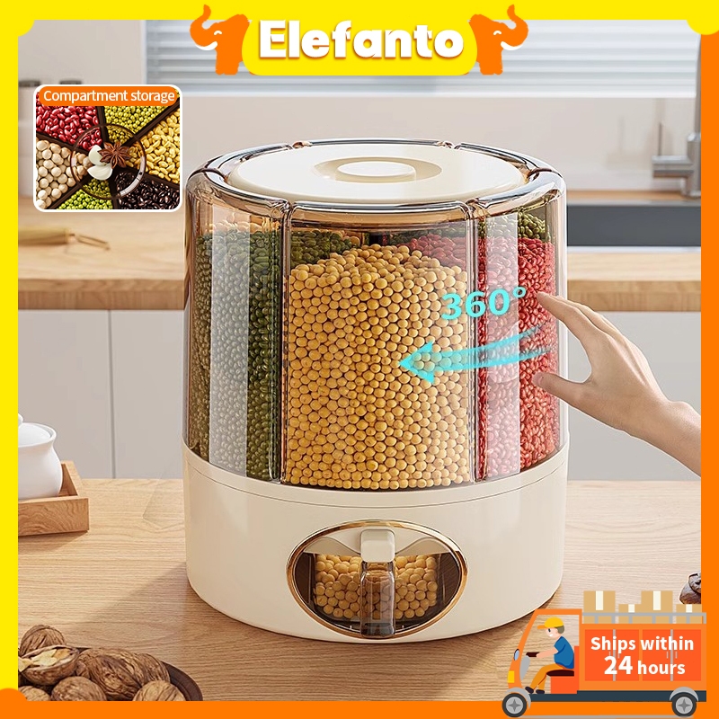 Rice Storage Bucket Moisture-proof Kitchen Cereal Bean Container 360 ...
