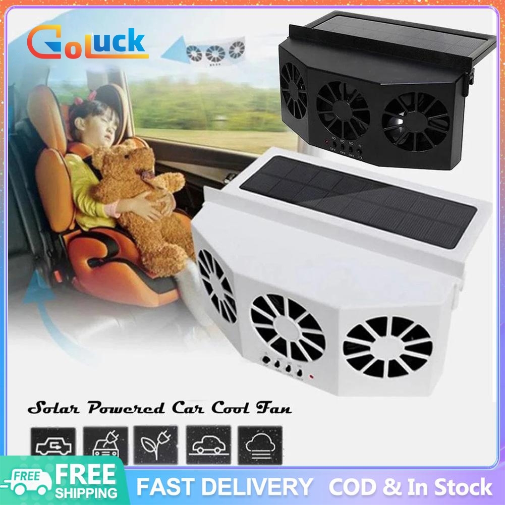 【Local Delivery】Goluck Solar Dual Charging Car Exhaust Fan Air Cooler Conditioner Air ...