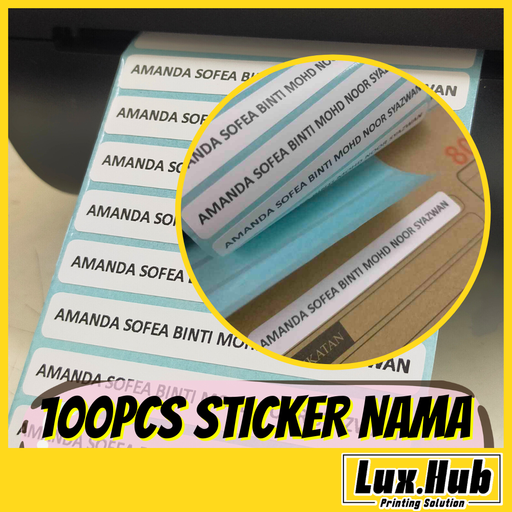 Sticker Nama Budak Sekolah | Name Sticker | White Sticker Label | Label ...
