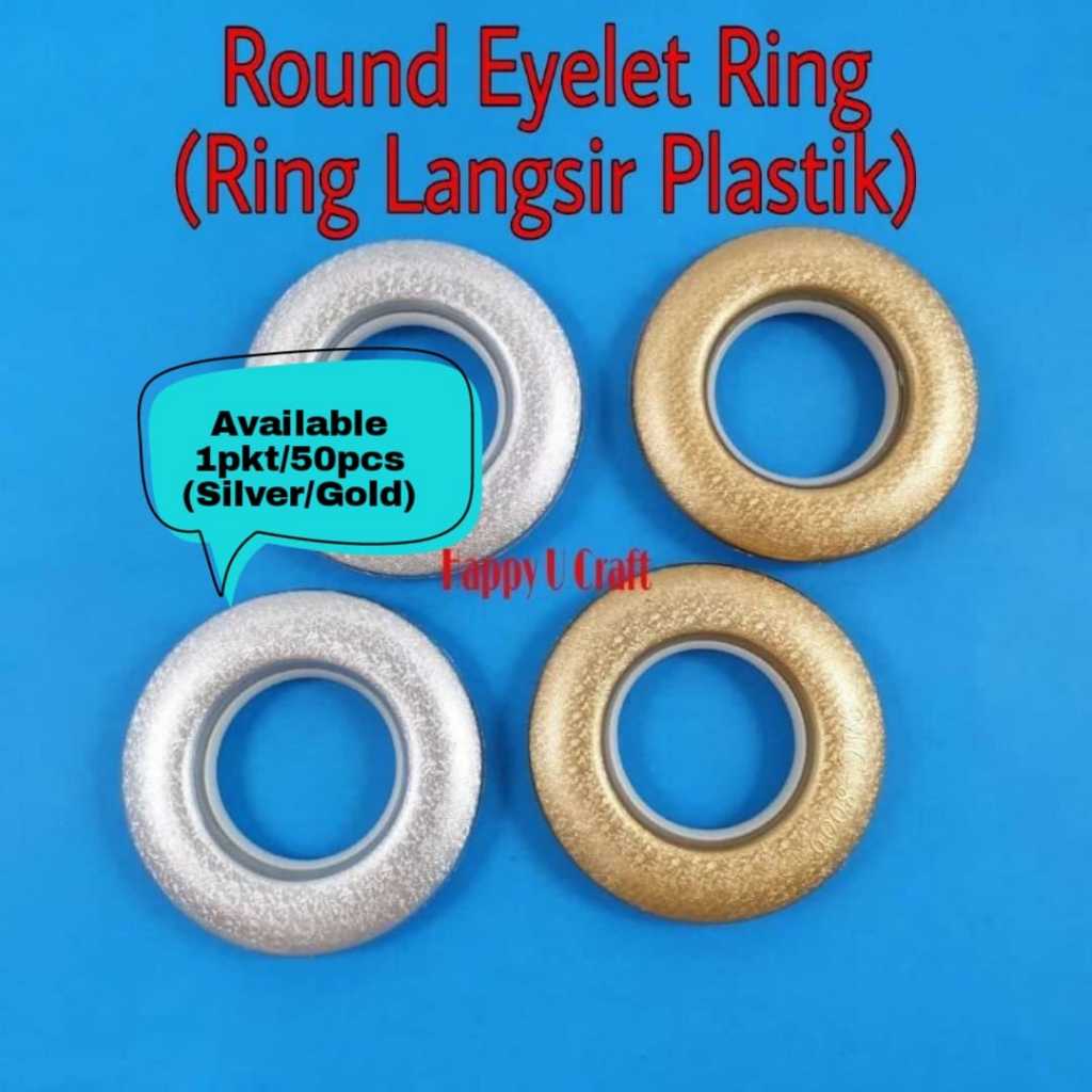 (1pkt/50pcs±)Matte Front and Back Round Eyelet Ring / Ring Langsir ...