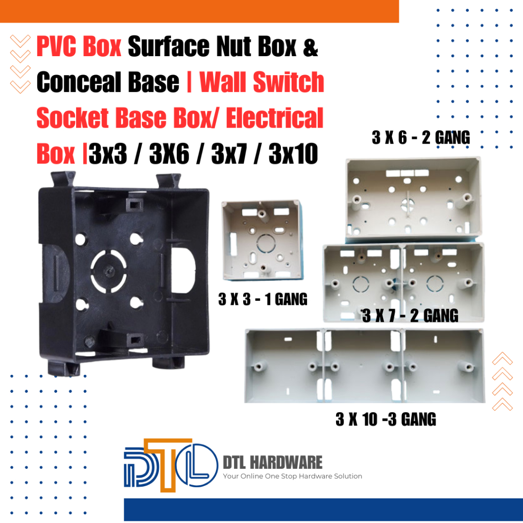 PVC Box Surface Nut Box & Conceal Base | Wall Switch Socket Base Box ...