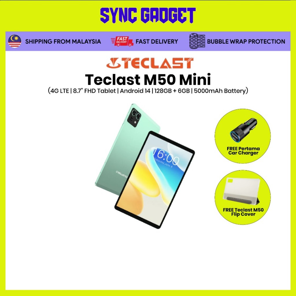 (Origianl) Teclast M50 Mini 4G 8.7" Tablet | T606 6GB + 128GB | 13MP AI Camera | Android 14 ...