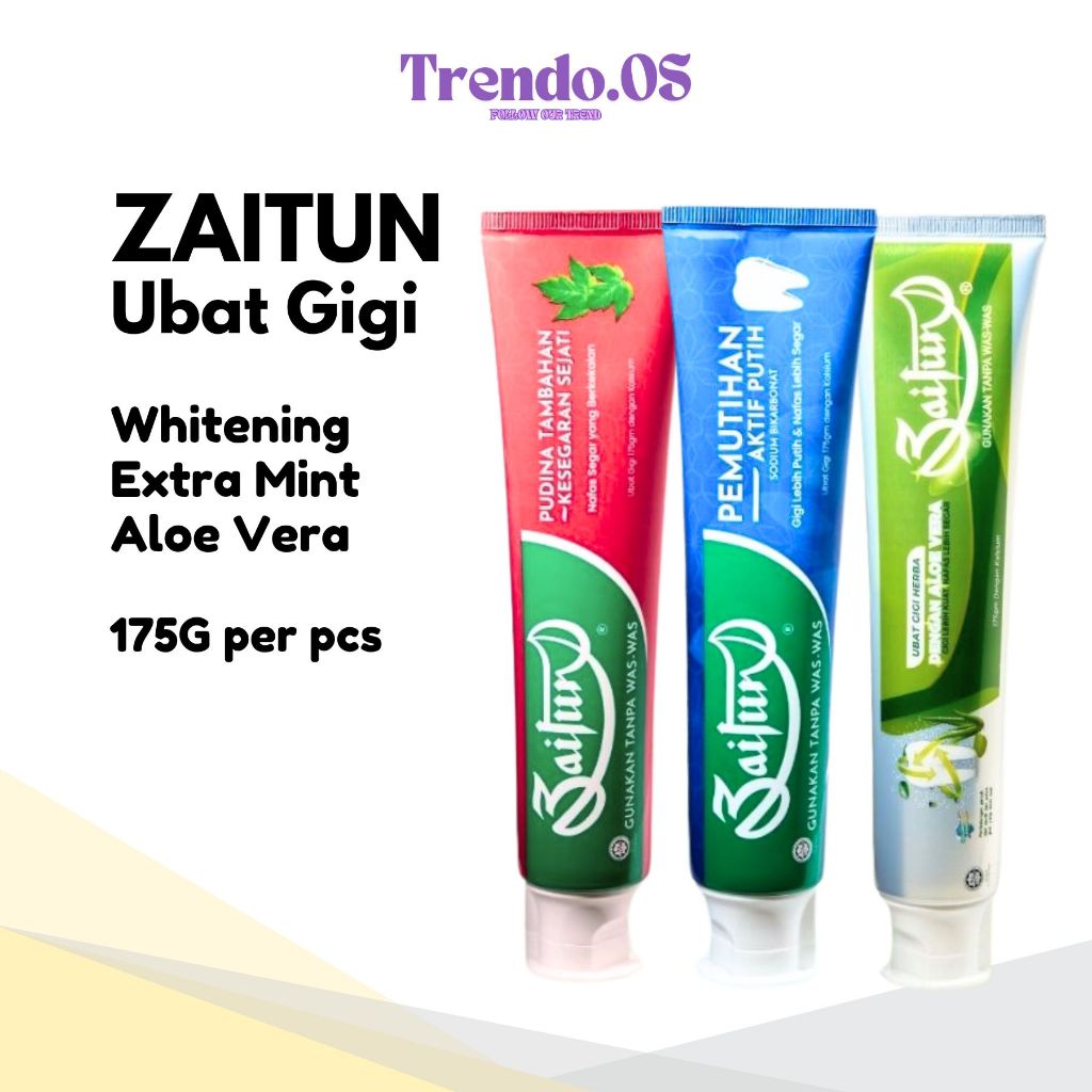 Zaitun Ubat Gigi / Toothpaste 175G- Pemutihan (Aloe Vera ,Extra Mint, Whitening) Pudina / Fresh ...