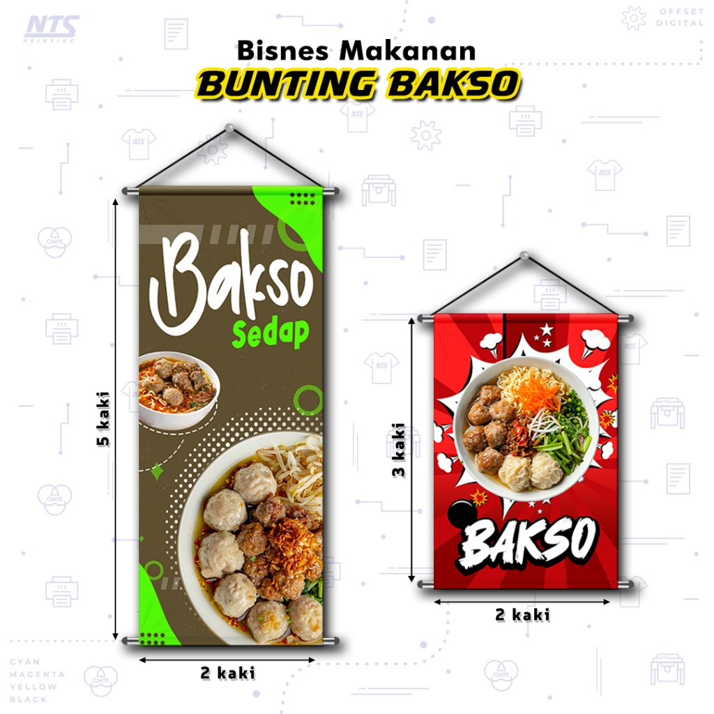 🔥READY DESIGN🔥 Bunting Bakso - Tebal / Kalis Air / Tahan Lasak ...