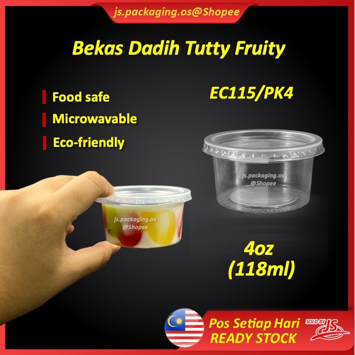 Bekas Dadih Tutty Fruity 4oz Small PP Round Container with lids Bekas ...