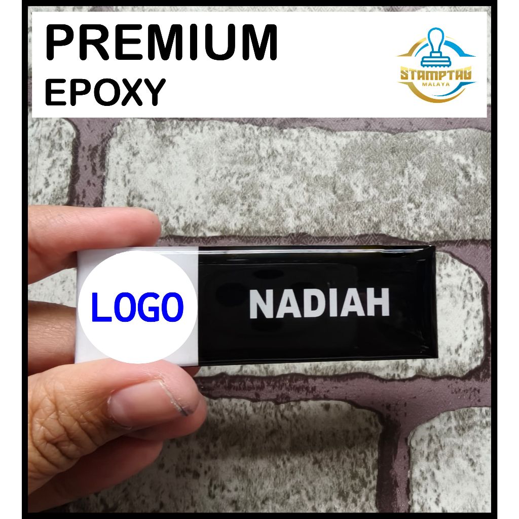 *DETAIL CHAT SELLER* NAMETAG EPOXY / STANDARD WITH LOGO | MAGNET / PIN ...