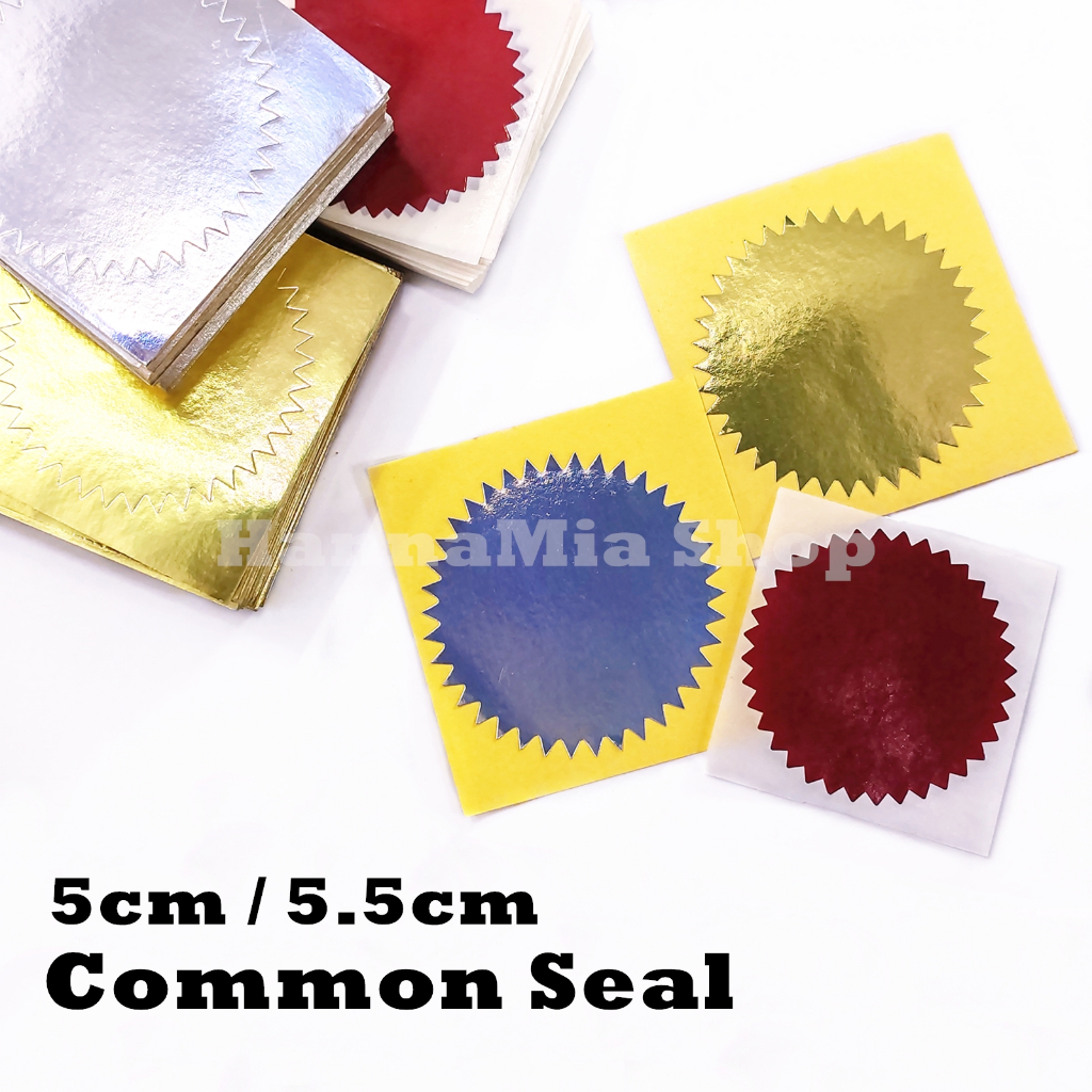 [100 pcs] Common Seal Sticker Maroon Gold Silver Certificate Sticker ...