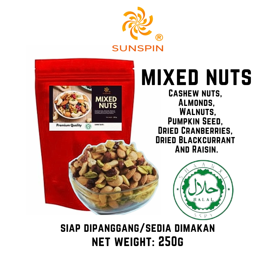 Sunspin Halal Premium Roasted Mixed Nuts And Dried Fruits Healthy ...