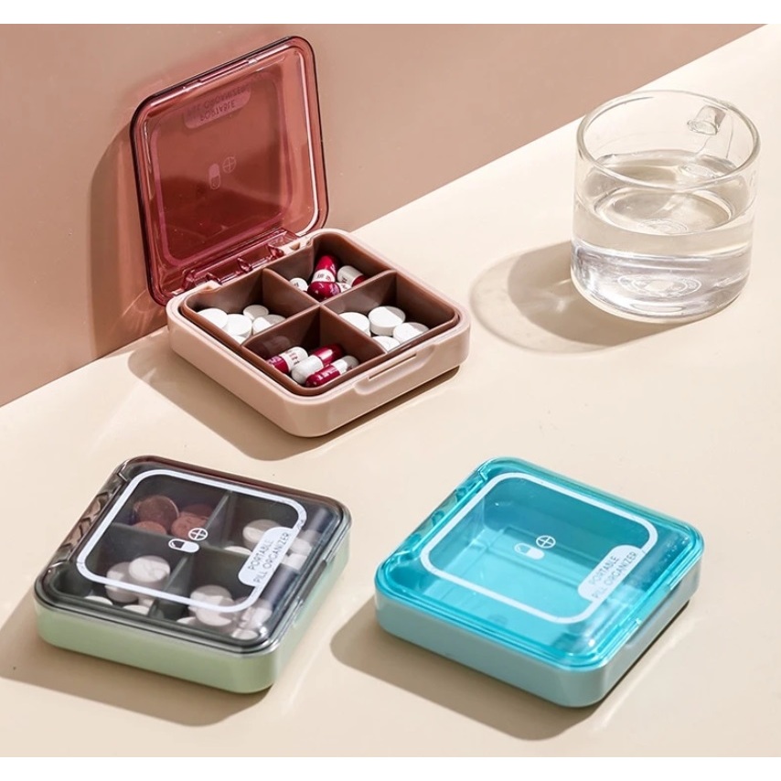 Swisse Pill Box Medicine Storage Box 4 Slots Pill Organizer Tablet ...